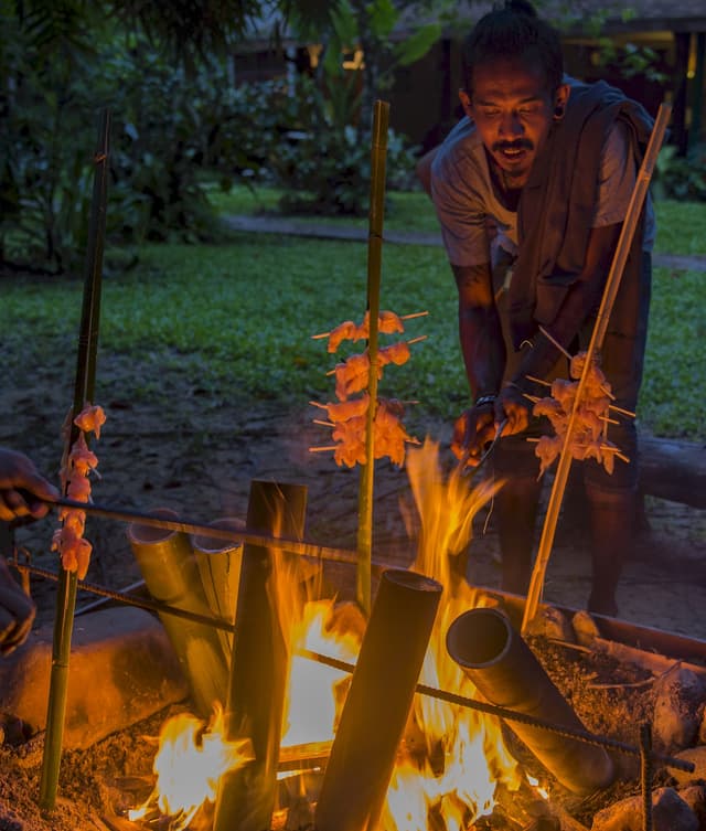 Bamboo Cooking demo at Our Jungle House. Excite your palate
