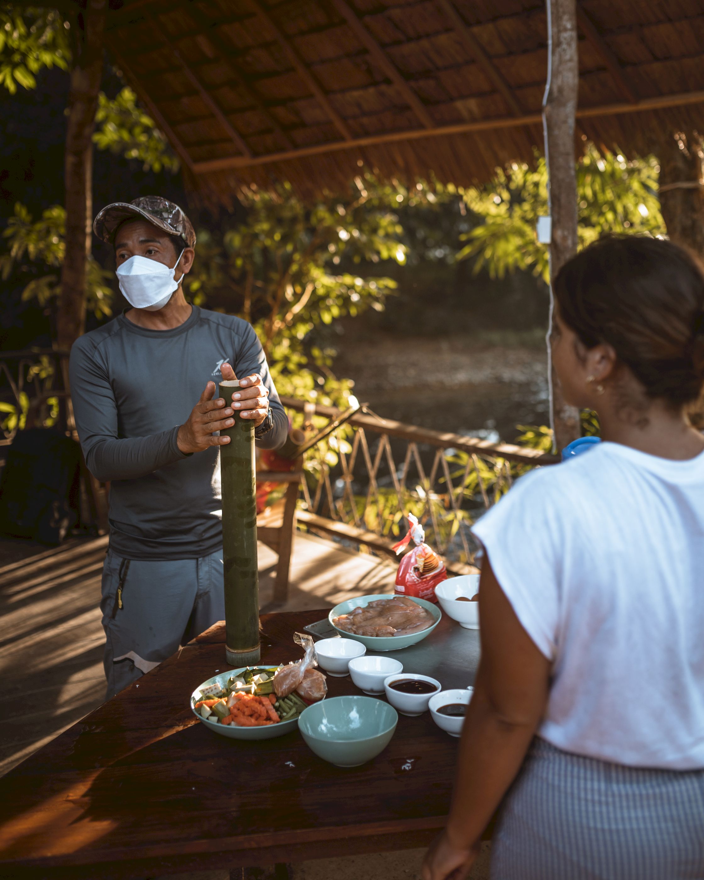 Bamboo Cooking demo at Our Jungle House. Excite your palate